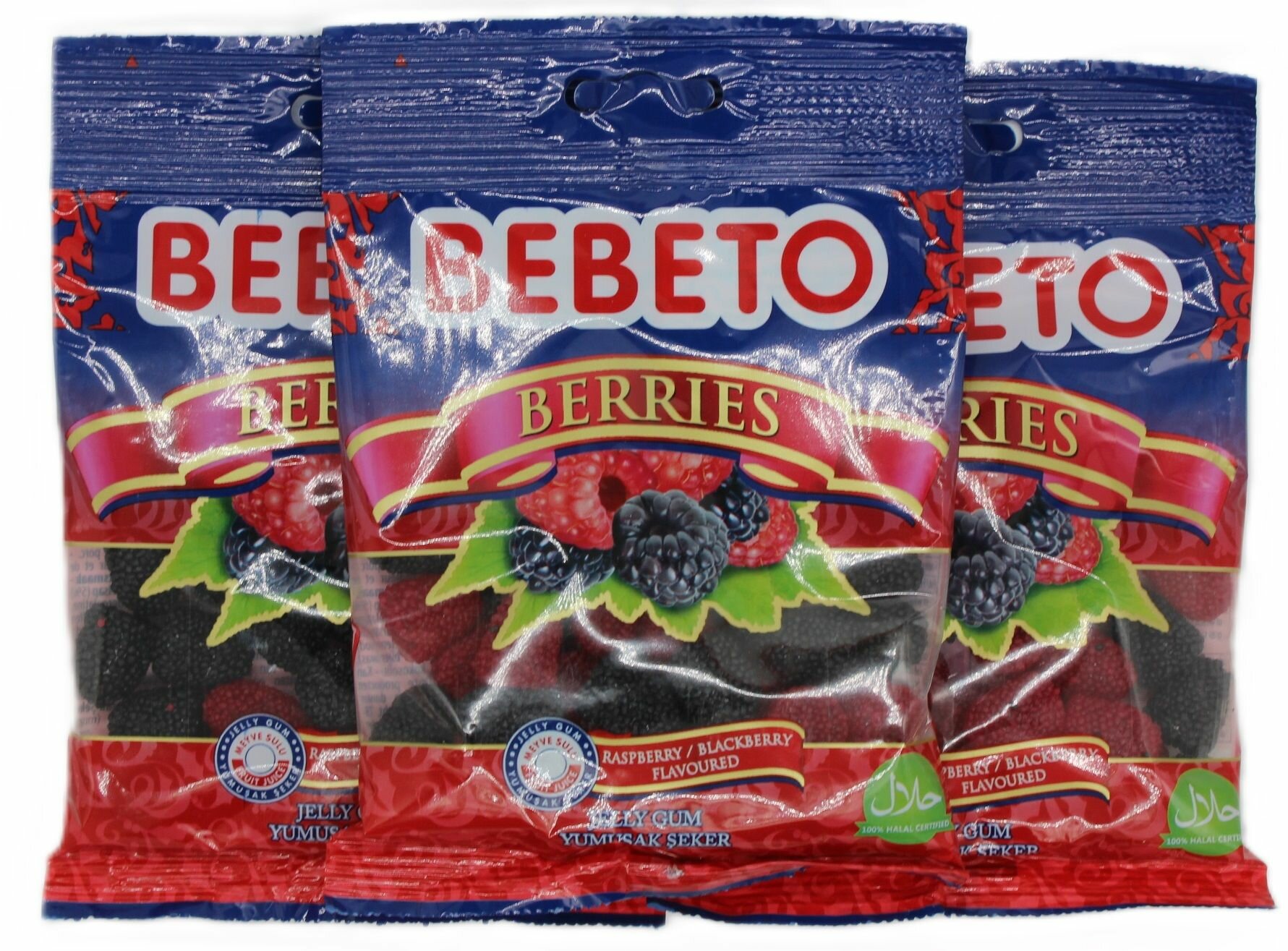 Мармелад жевательный BEBETO Berries Ягоды со вкусом малины и ежевики 3шт по 80гр
