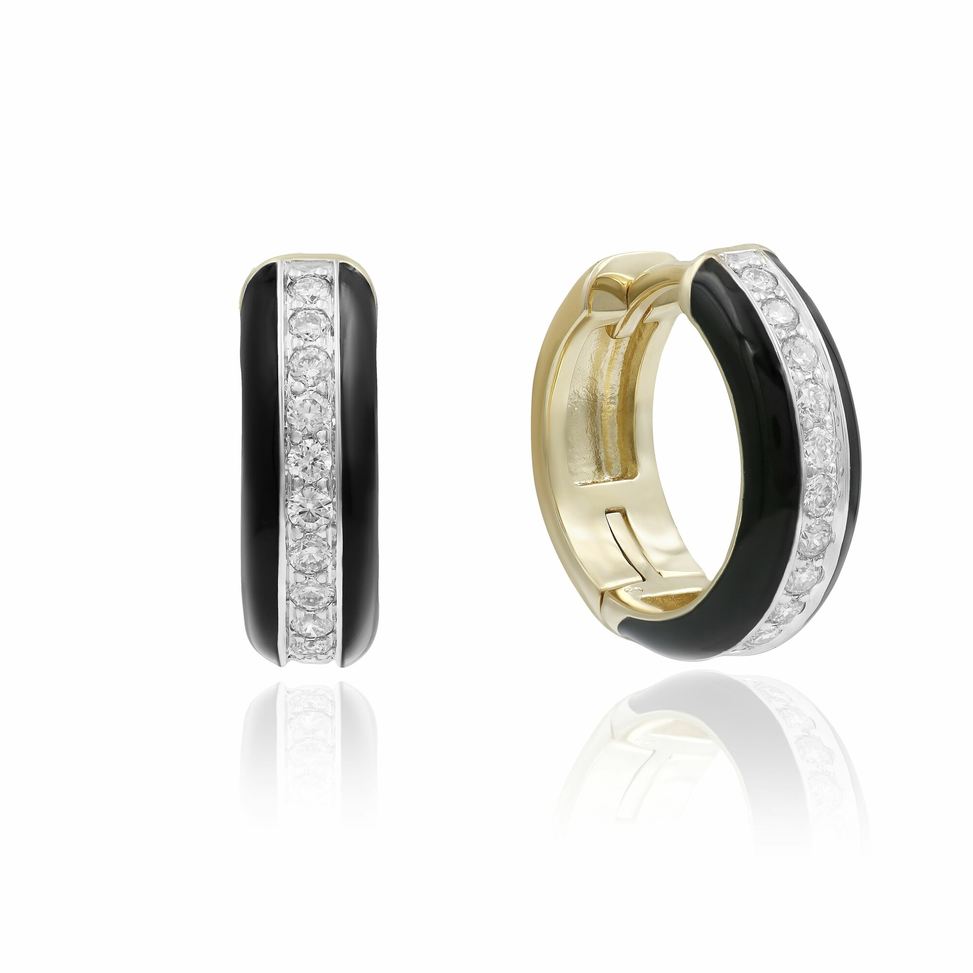 Серьги, белое, желтое золото, 585 проба, бриллиант