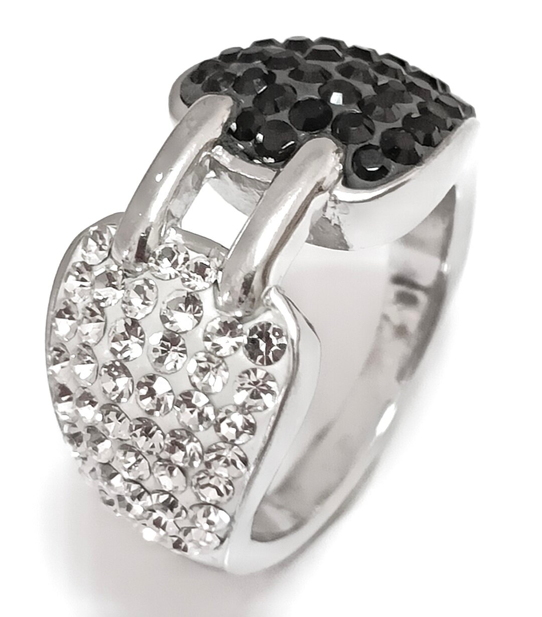 Перстень, серебро, 925 проба, родирование, кристаллы Swarovski