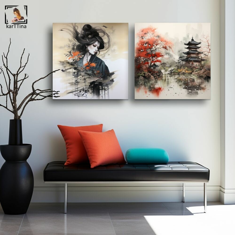 "В Японии дождь", 80 см х 40 см