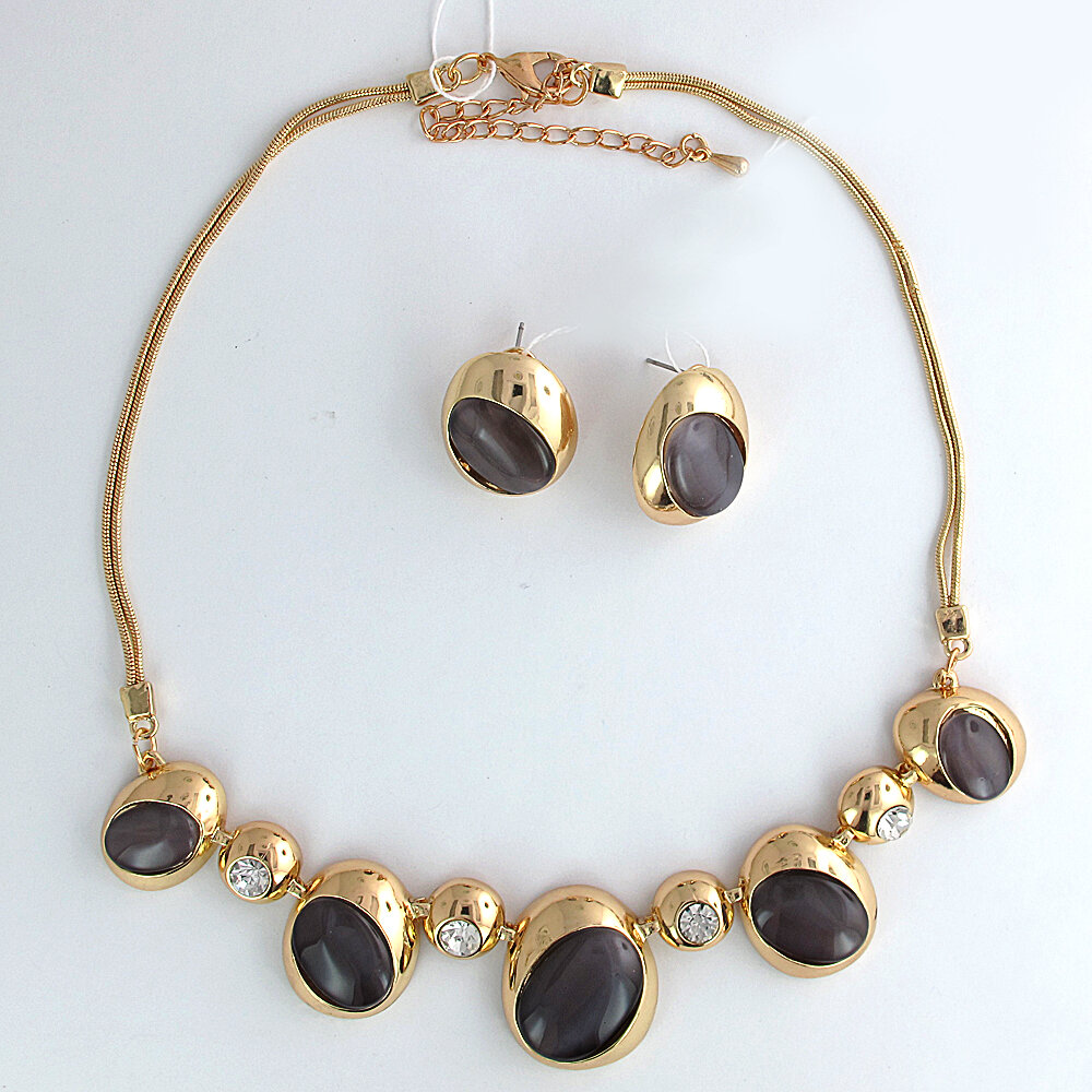 Комплект бижутерии Эстет, кошачий глаз, стекло