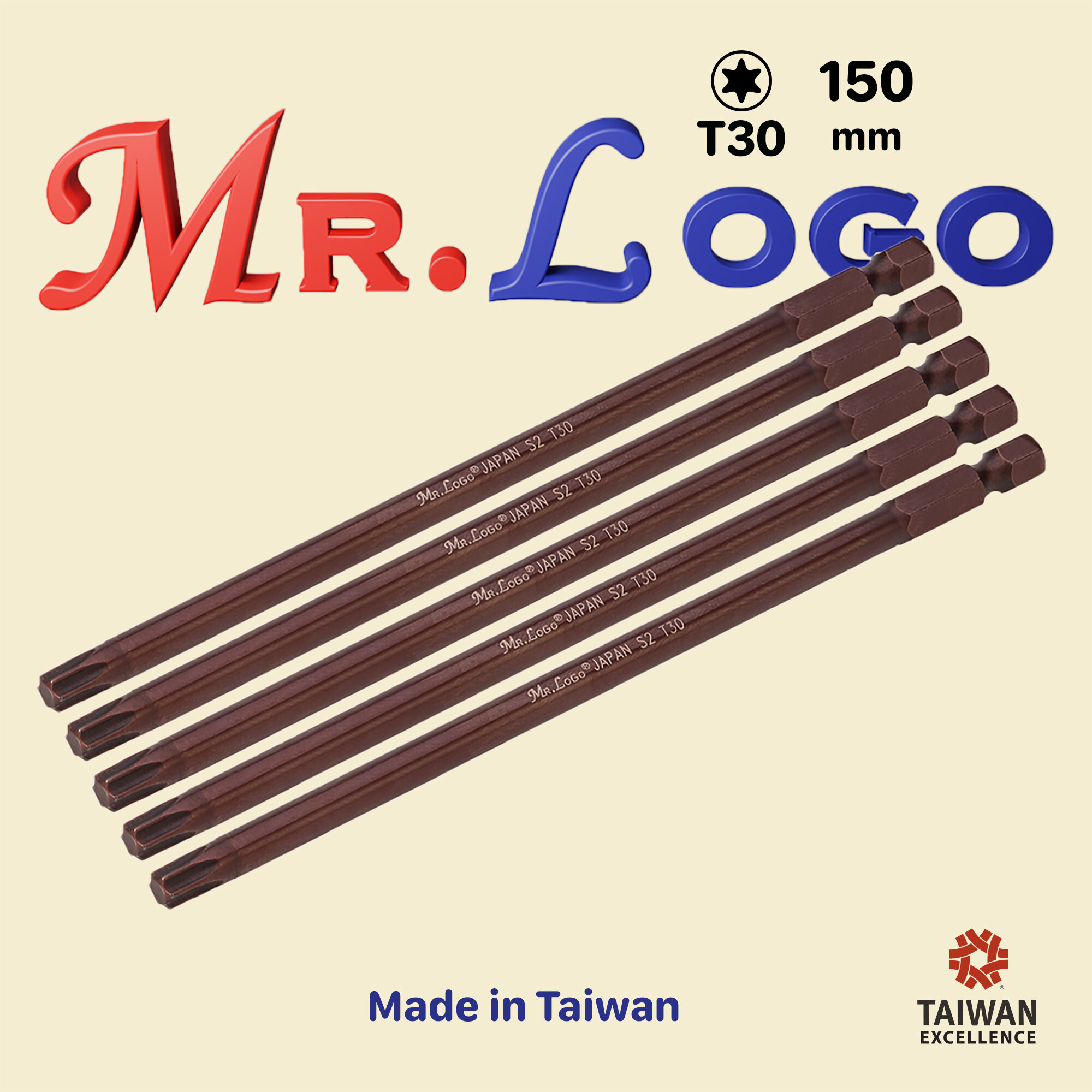 Биты для шуруповерта магнитные T30 x 150 мм Mr.Logo Сталь - Японская S2 5 шт