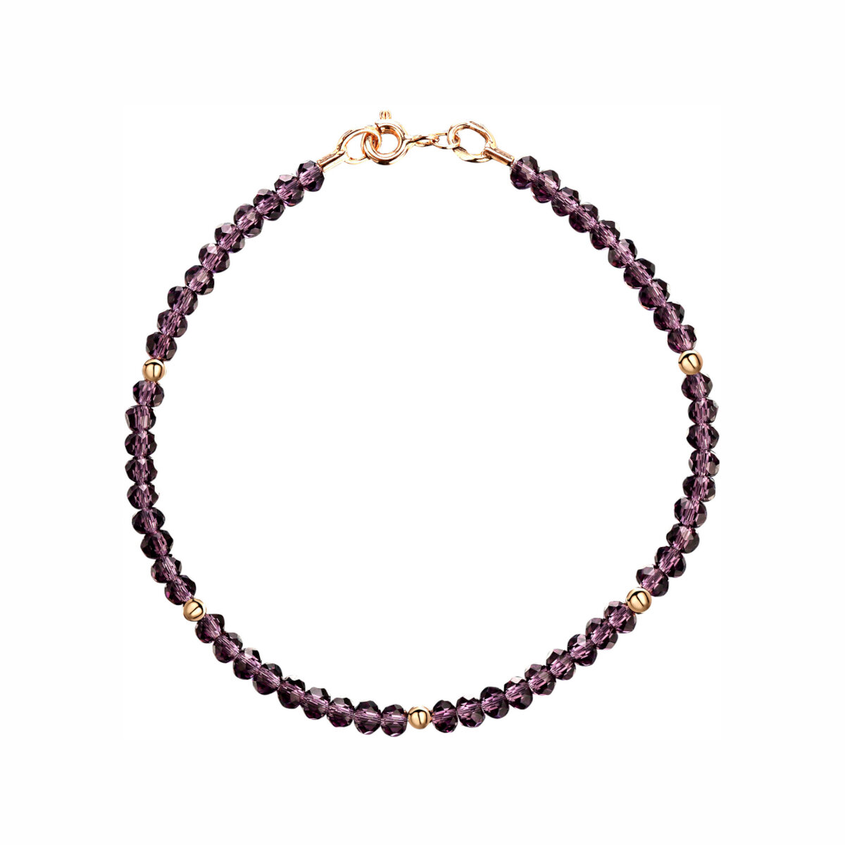 Браслет, красное золото, 585 проба, хрусталь