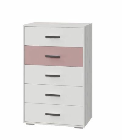 Комод высокий Лило, Ясень Анкор светлый / Белый / Пепельная роза