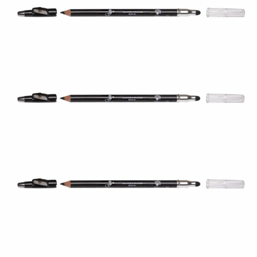 FFleur Карандаш для глаз с точилкой и растушевкой, тон Black, 3 штуки