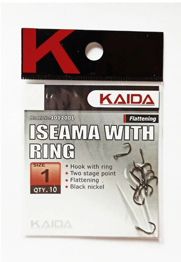 Крючки одинарные Kaida ISEAMA размер 1 (Количество в наборе 10шт)