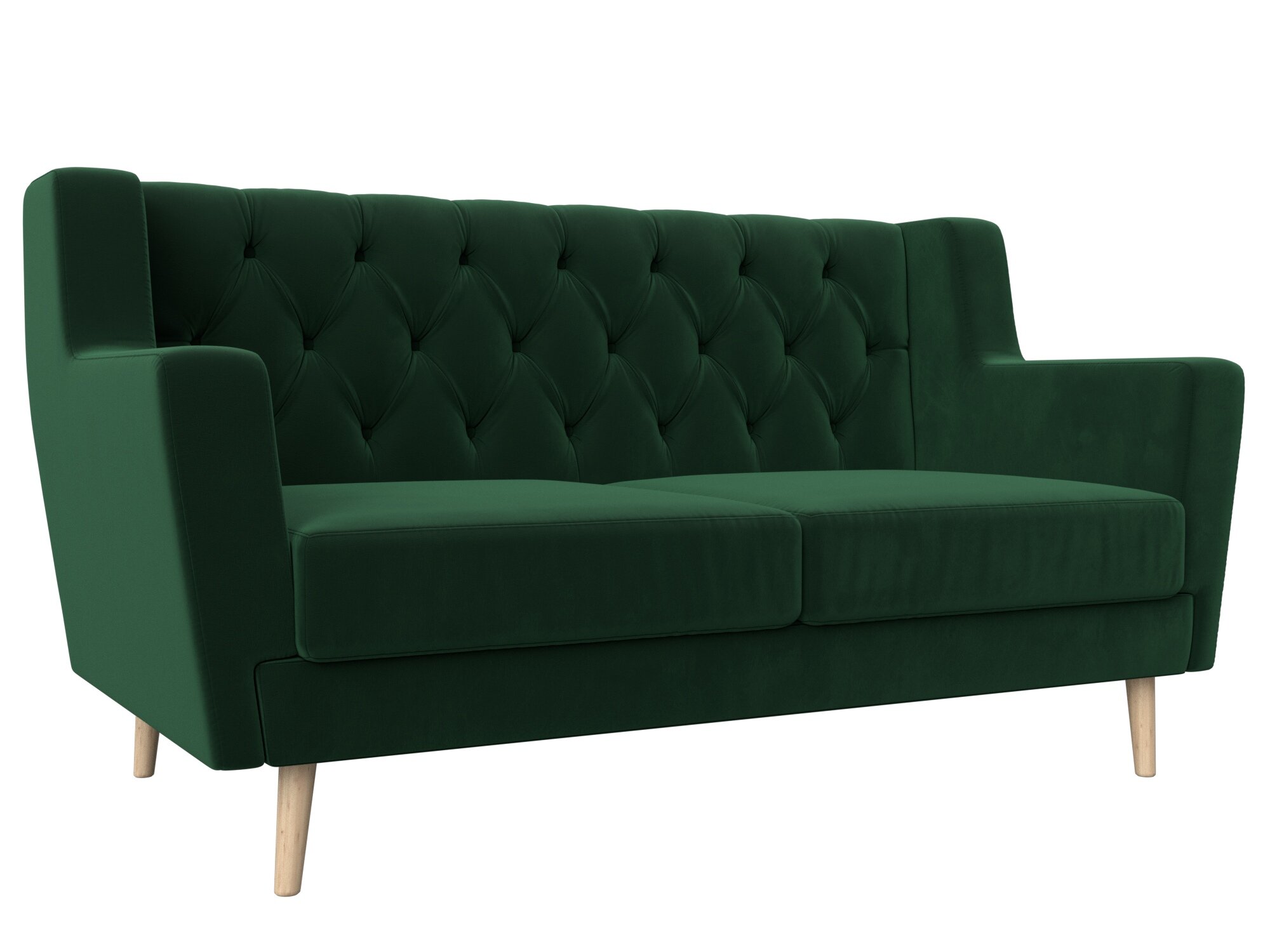 Диван кухонный прямой Брайтон 2 Люкс, велюр, механизм нераскладной, зеленый, 139x77x85см. Хит Диванов