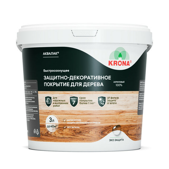 Аквалак KRONA белый 3л, арт.66364401