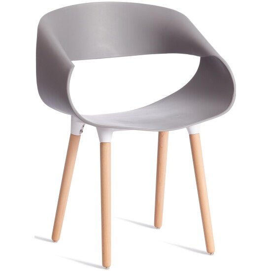 Стул Tetchair QXX (mod. C1058-1) / 1 шт. в упаковке пластик/дерево, 60 х 53 х 81 см, Grey (серый) 92717 / натуральный