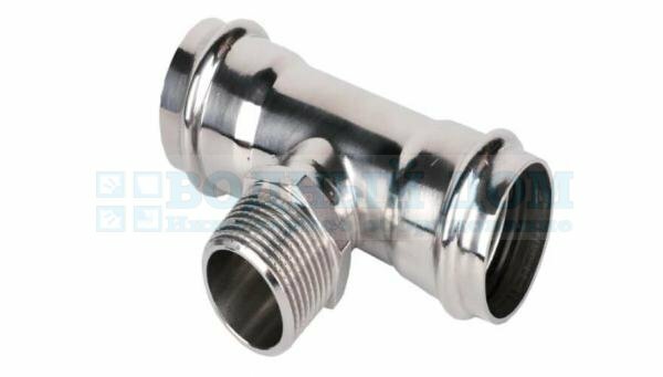 Пресс-тройник из нержавеющей стали с наружной резьбой 15*1/2*15