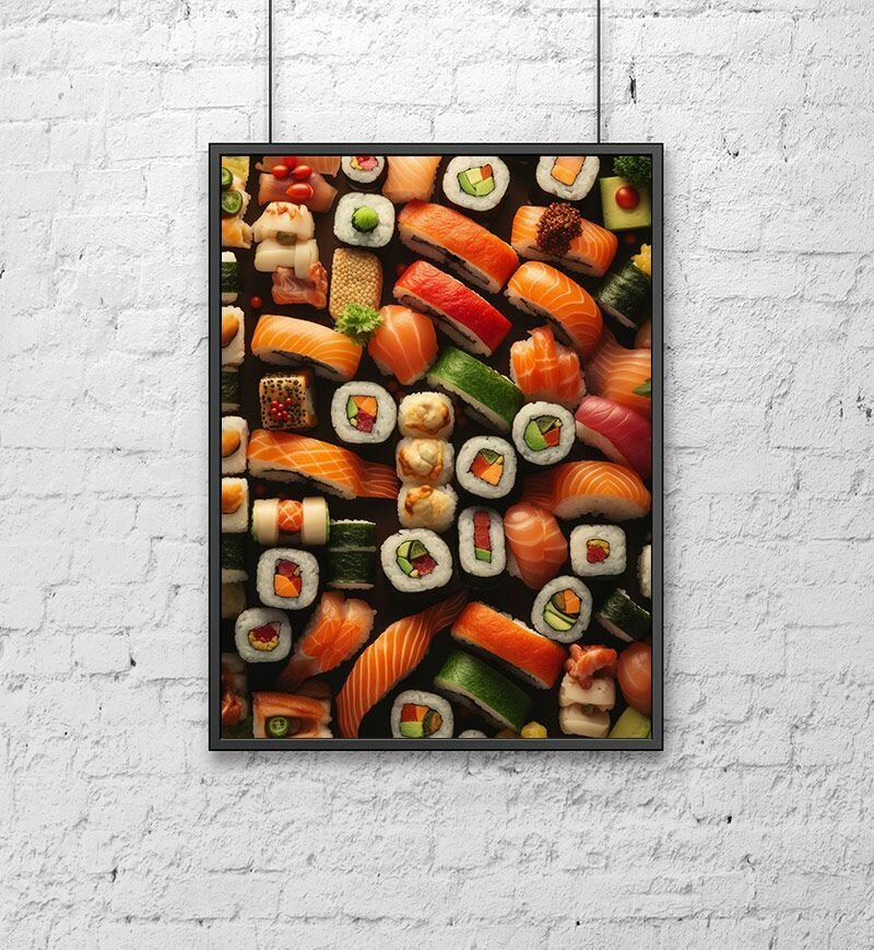 Постер на кухню (30х40 см). Фото суши и роллы