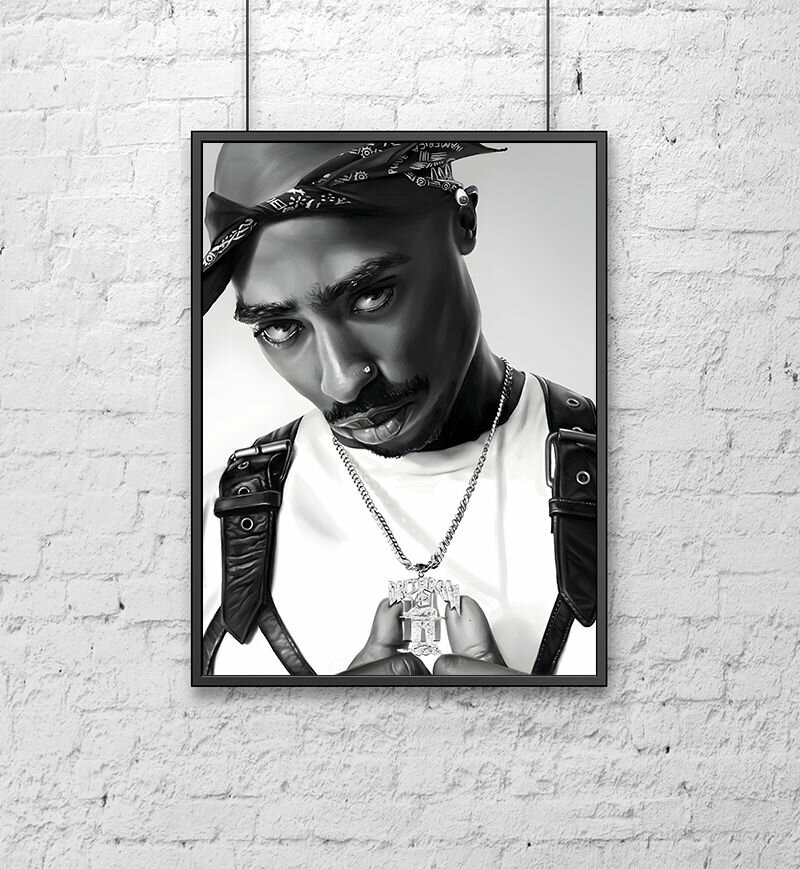 Постер для интерьера на стену (30х40 см). Рэпер Тупак Шакур (2pac)