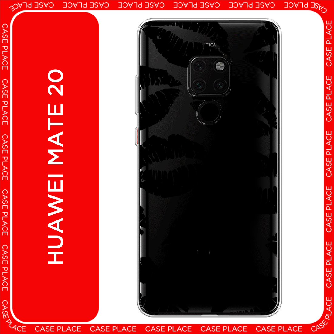 Чехол на Huawei Mate 20 / Хуавей Мате 20 с принтом Чёрная помада паттерн, прозрачный