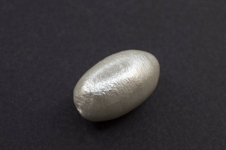 Хлопковый овальный жемчуг Miyuki Cotton Pearl 20х11мм, цвет White, 744-061, 1шт