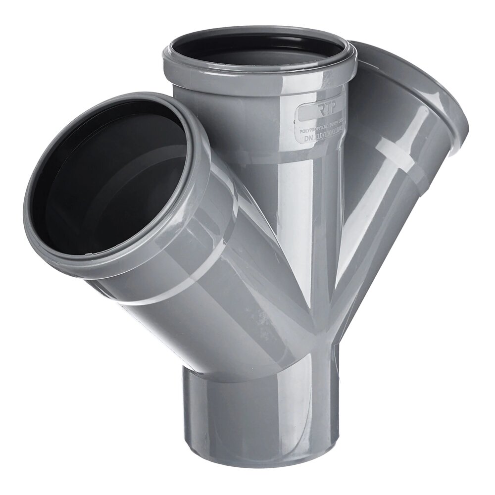 Крестовина канализационная РТП d110x110x110 мм угол 45 гр. одноплоскостная