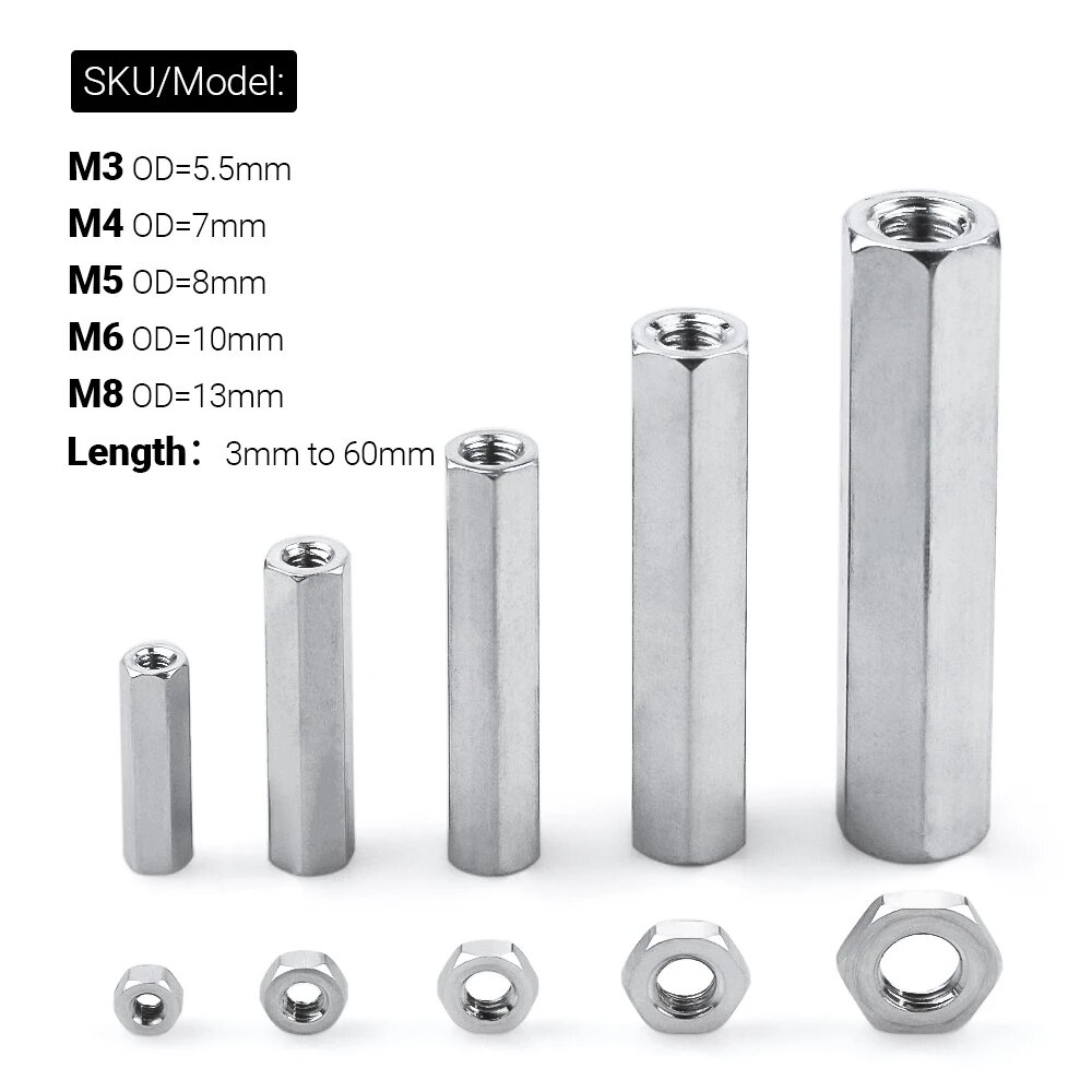 BULK-MAN 3D Шестигранные проставки с резьбой M3/M4/M5/M6/M8 (10 шт.) M3, 30mm