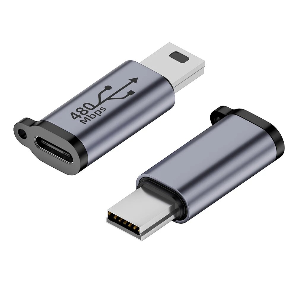 Комплект Из 2 Адаптеров Micro USB (женский) На Mini USB (мужской) 480 Мбит/с Type C To Mini USB