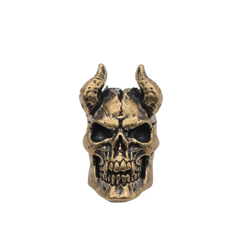 Латунный нож-бусина с головой черепа Retro Yellow