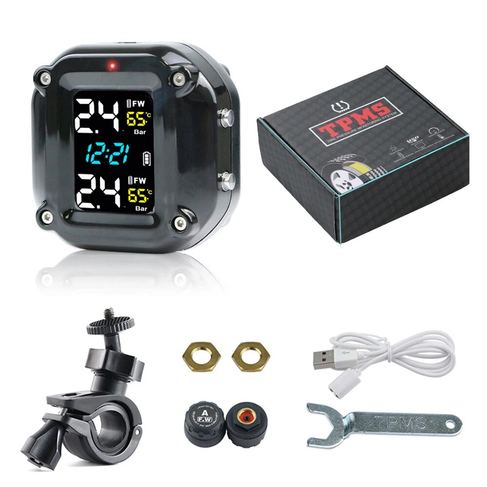 Датчики давления в шинах мотоцикла Moto TMPS с цветным экраном Система контроля давления в шинах 2-колесный внешний датчик в шинах Type A