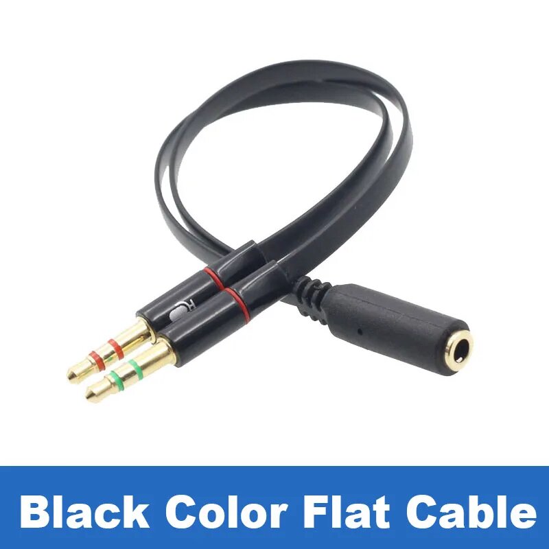 Адаптер TRRS 3,5 мм 2 штекера 1 гнездо Мини 3,5 мм 4-контактный сплиттер стерео аудио микрофон плоский кабель гнездо 2 3pin разъем