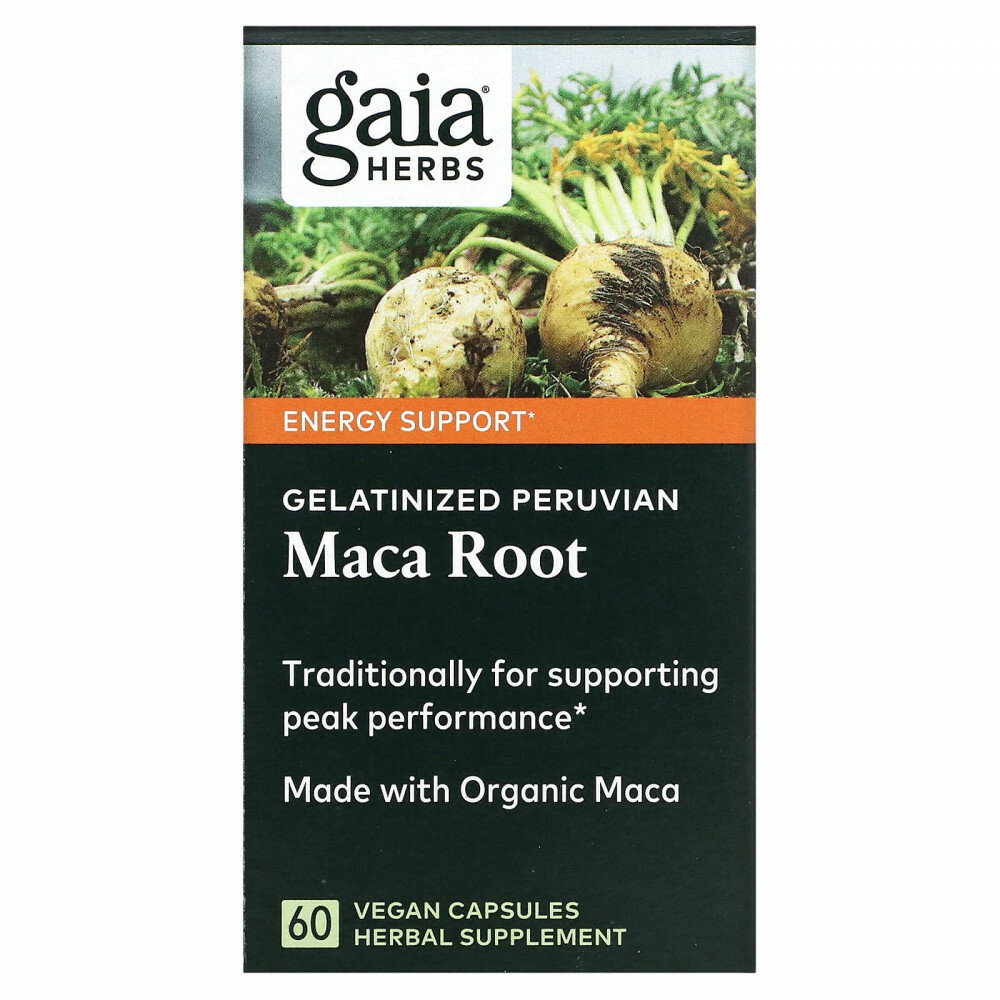 Gaia Herbs, корень маки, 60 веганских капсул (500 мг в 1 капсуле)