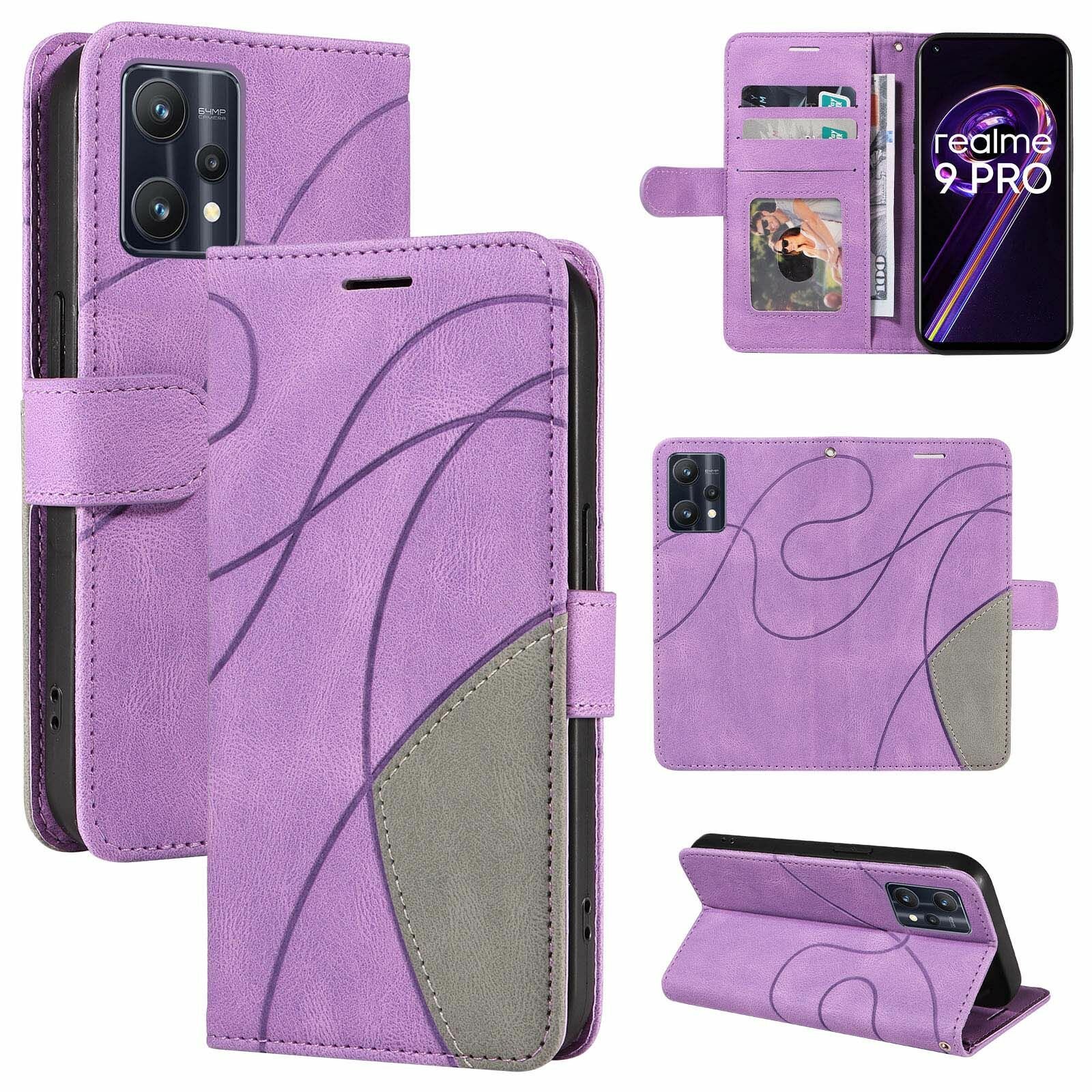 YIKATU Чехол Книжка Для OnePlus Nord CE2 Lite/oppo Realme 9 Pro(Ван Плас НордCE2 Лайт/ОппоРеалми9 Про) Магнитной Застежкой Хлятиком И Отделением Под Карты Кожаный