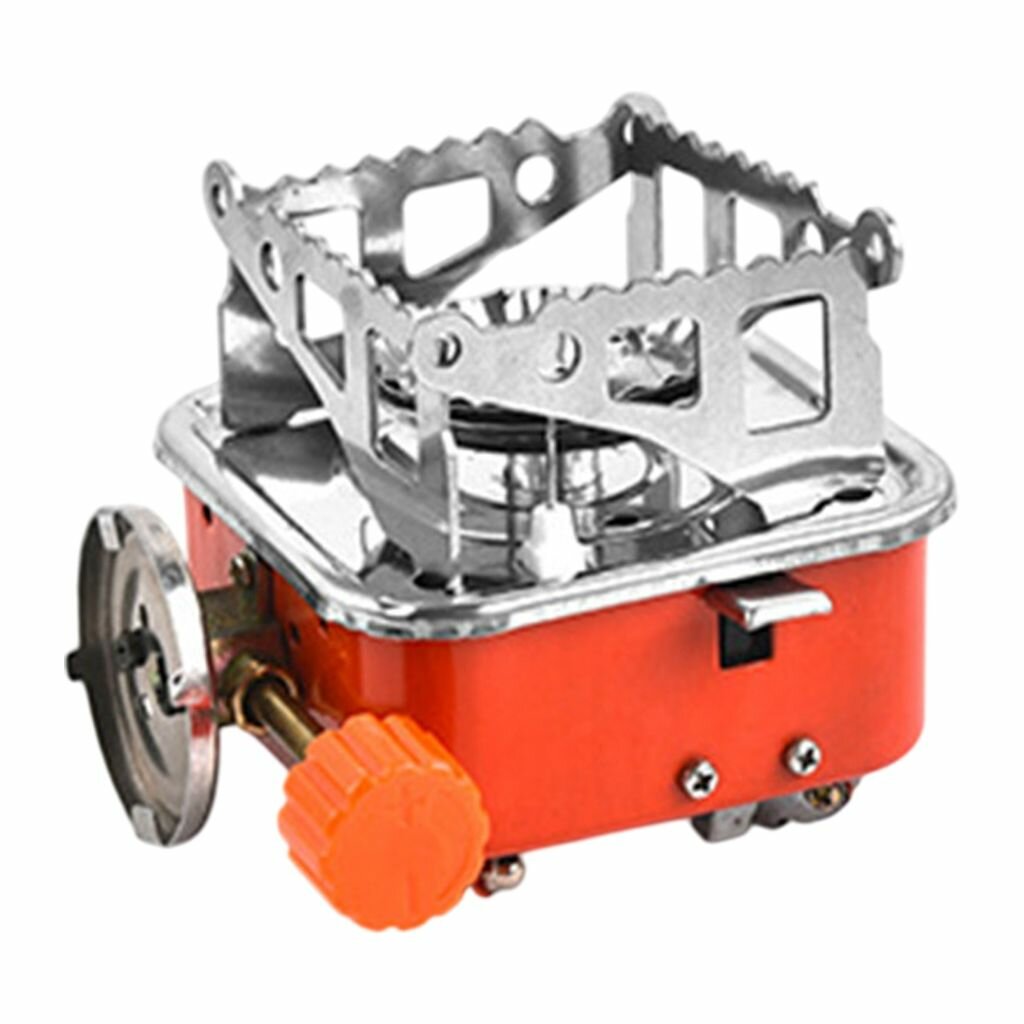 Набор походной посуды, Портативная газовая плита для кемпинга с защитой от ветра - красная, без трубки, в тканевой упаковке