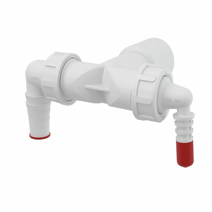 Колено с двумя штуцерами AlcaPlast DN40/32 / 8 23 с обратными клапанами P156Z