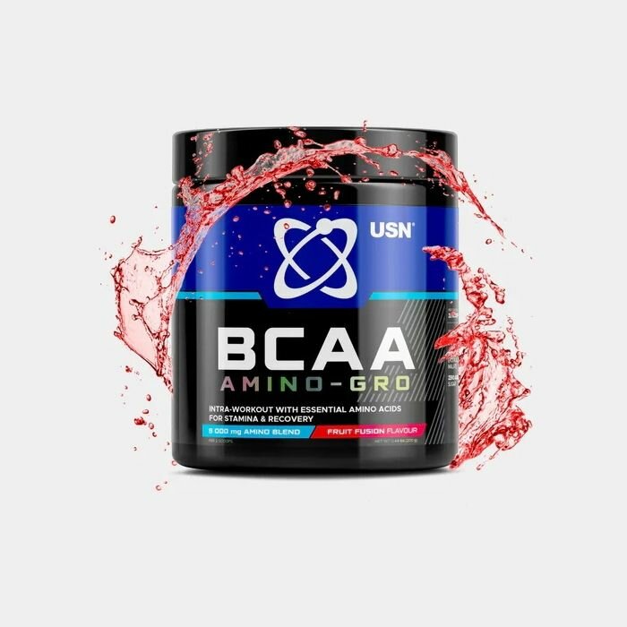 USN BCAA Amino Gro 200 гр со вкусом Фруктового пунша - Для энергии, восстановления и пампа мышц.