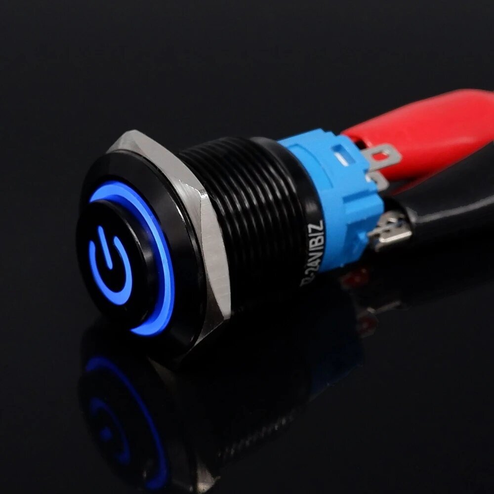 Кнопочный переключатель PRONCH черный 16/19/22 мм 16mm, Power Blue, High head Latching, 110-220V