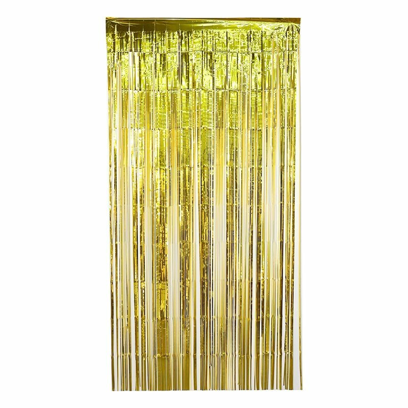 Занавес дождик Веселый праздник цвет Золотой 2х1 м, фольгированный