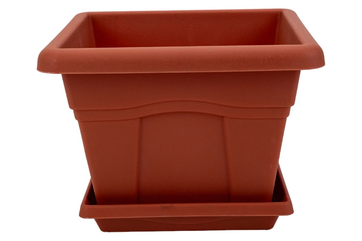 Горшок Martika Квадро с поддоном 2.9 л 20x20 см терракотовый для комнатных растений