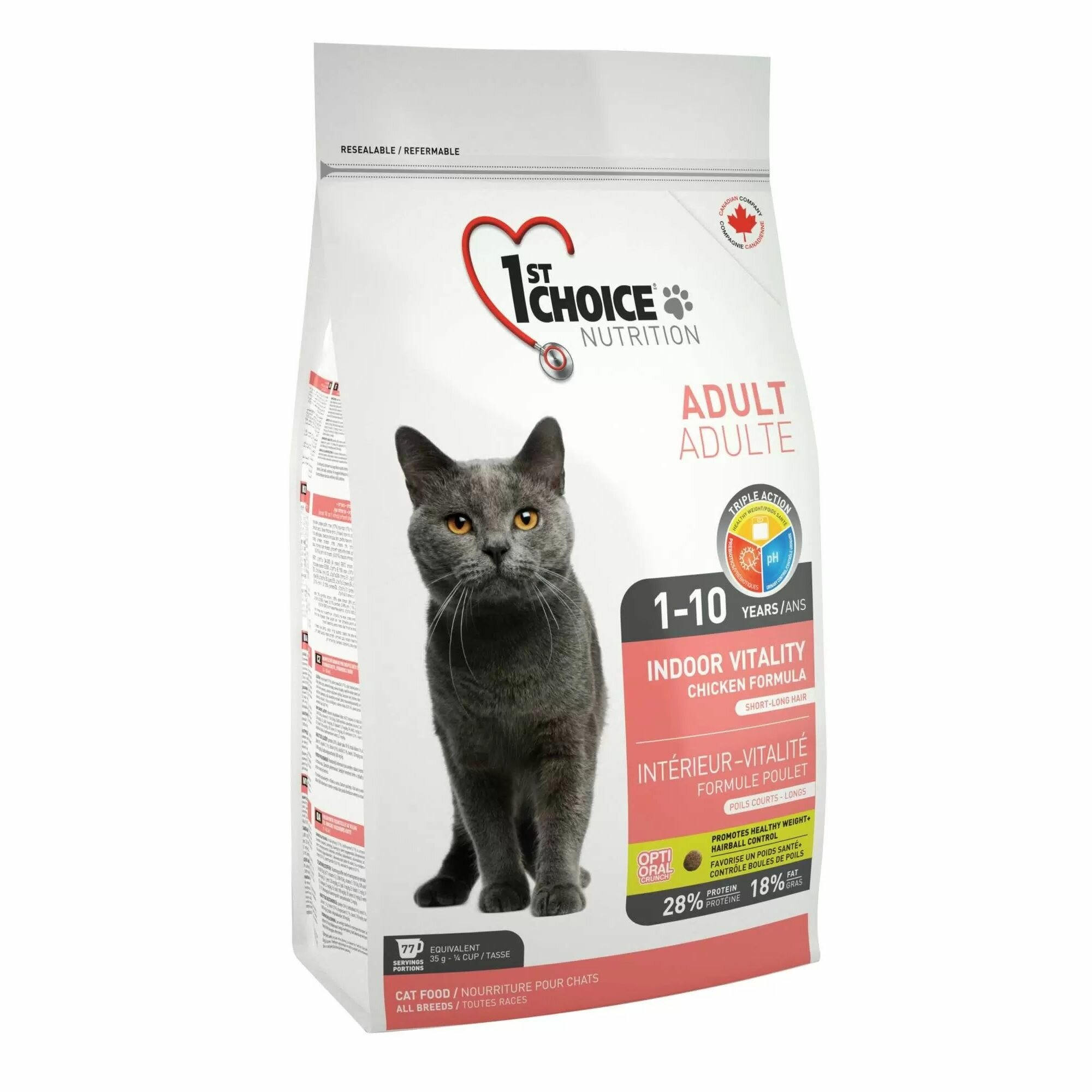 1st CHOICE Vitality корм для домашних кошек с цыпленком 2,72 кг