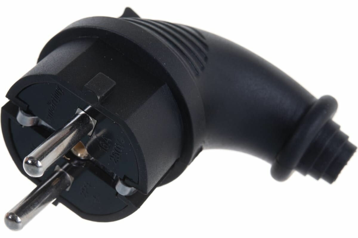 Угловая вилка Smartbuy каучуковая 230В, 2P+PE, 16A, IP44 SBE-16-P09-R