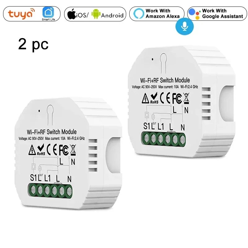 2 шт. YIDI Мини WiFi RF433 умный релейный модуль