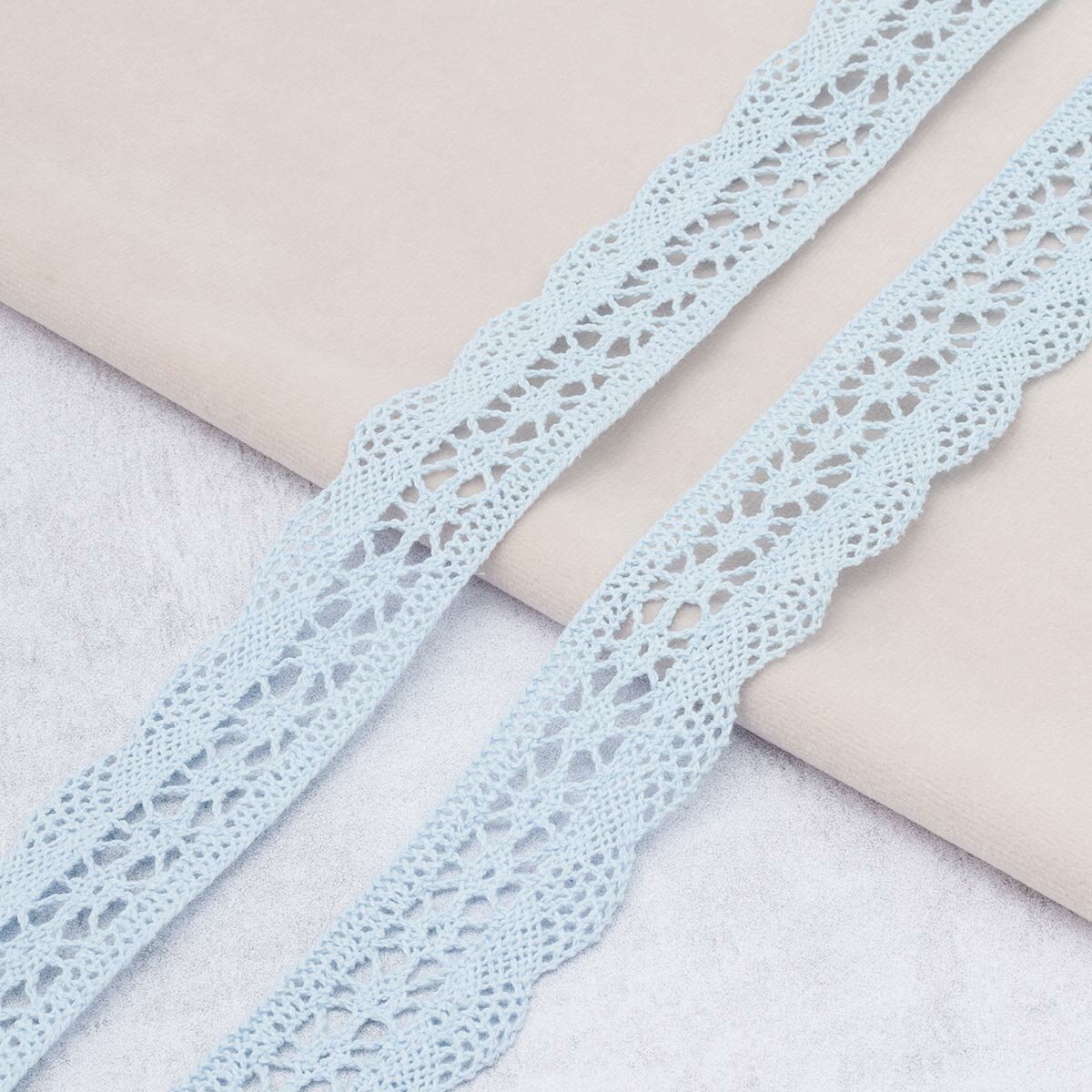 Кружево для рукоделия и шитья хлопок, 27 мм*10 м, голубое, Айрис