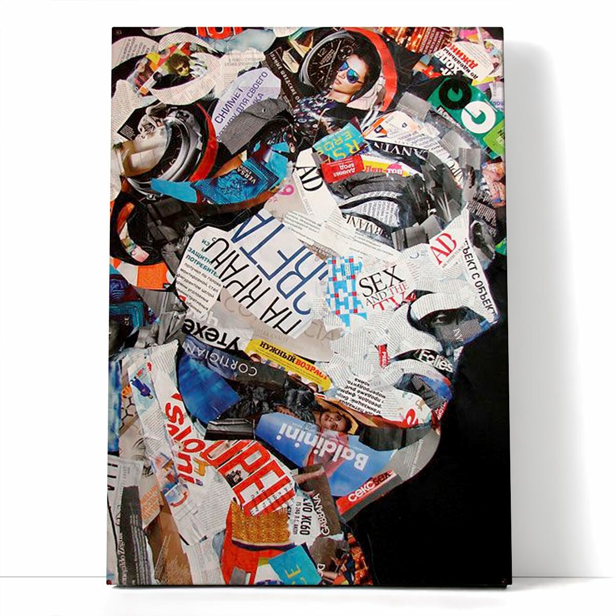 Интерьерная картина на холсте/Давид, газетный коллаж