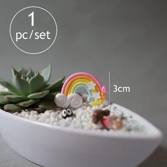 Миниатюрная радуга с облаками и фигурками для террариума, 3 см, Белый, rainbow 2