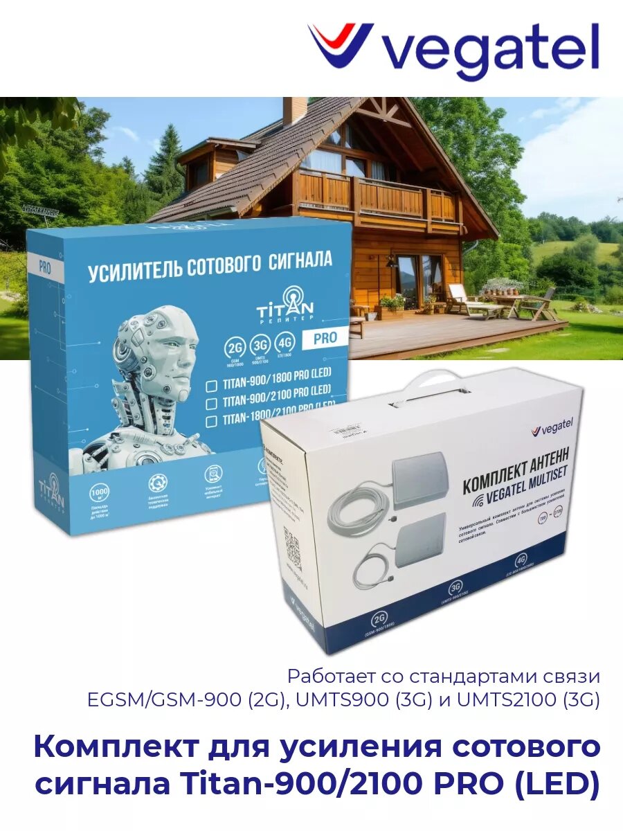 Усилитель сотового сигнала Titan-900/2100 PRO (LED)