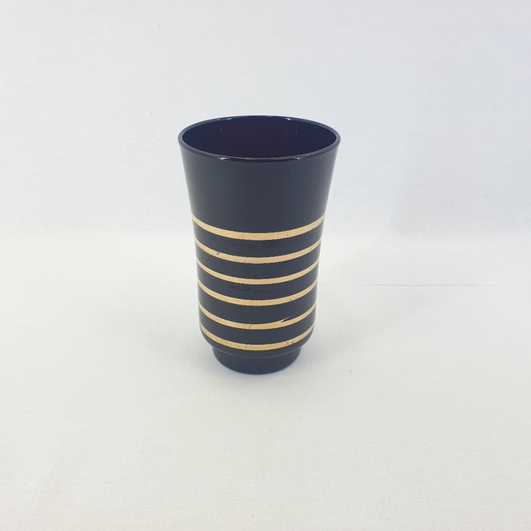 Ваза, цветное стекло, позолота, d=7.5 см, h=12.5 см винтаж, СССР