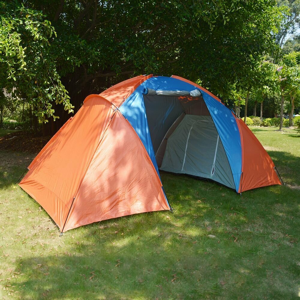 Палатка, стекловолоконный каркас, оранжевая, водонепроницаемая