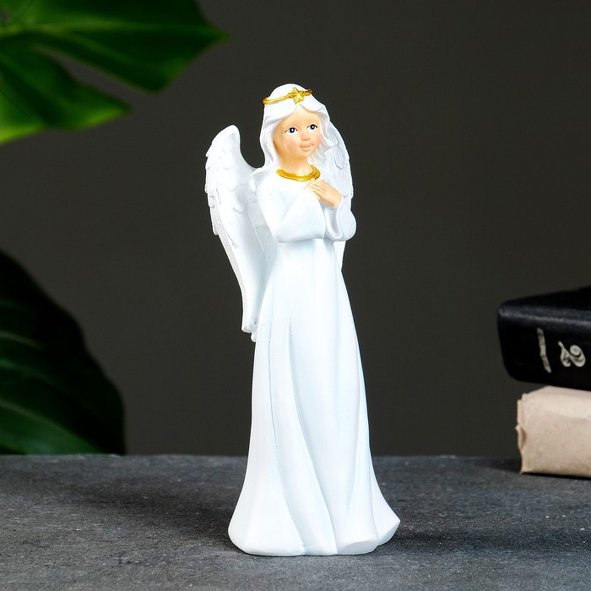 Фигура Хорошие сувениры "Благодатный ангел", полистоун, белая, 7x7x19 см