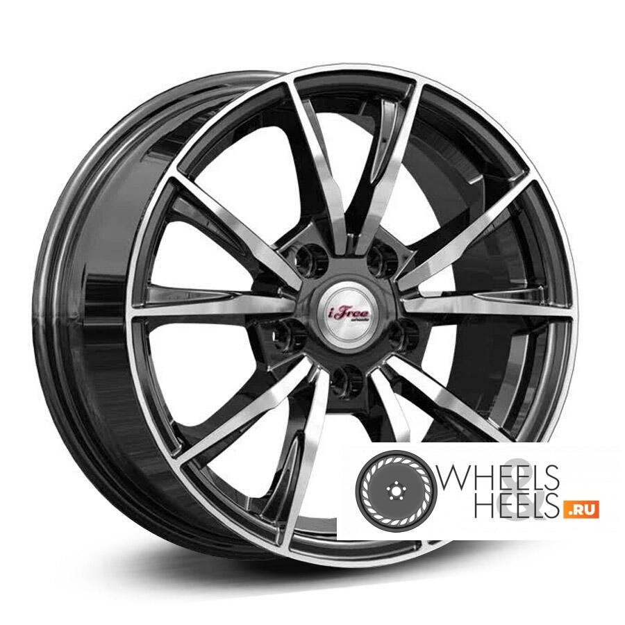 Диск автомобильный литой iFree Сион 15x6.5 5x114.3 et45 dia67.1 Черный с полированной лицевой поверхностью