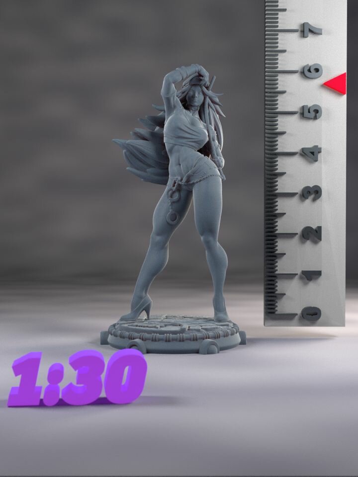 Миниатюра Фигурка Poison, Пойзон -Street Fighter 5.8 см 1/30 (Серая, сборная, предназначена для самостоятельной покраски)