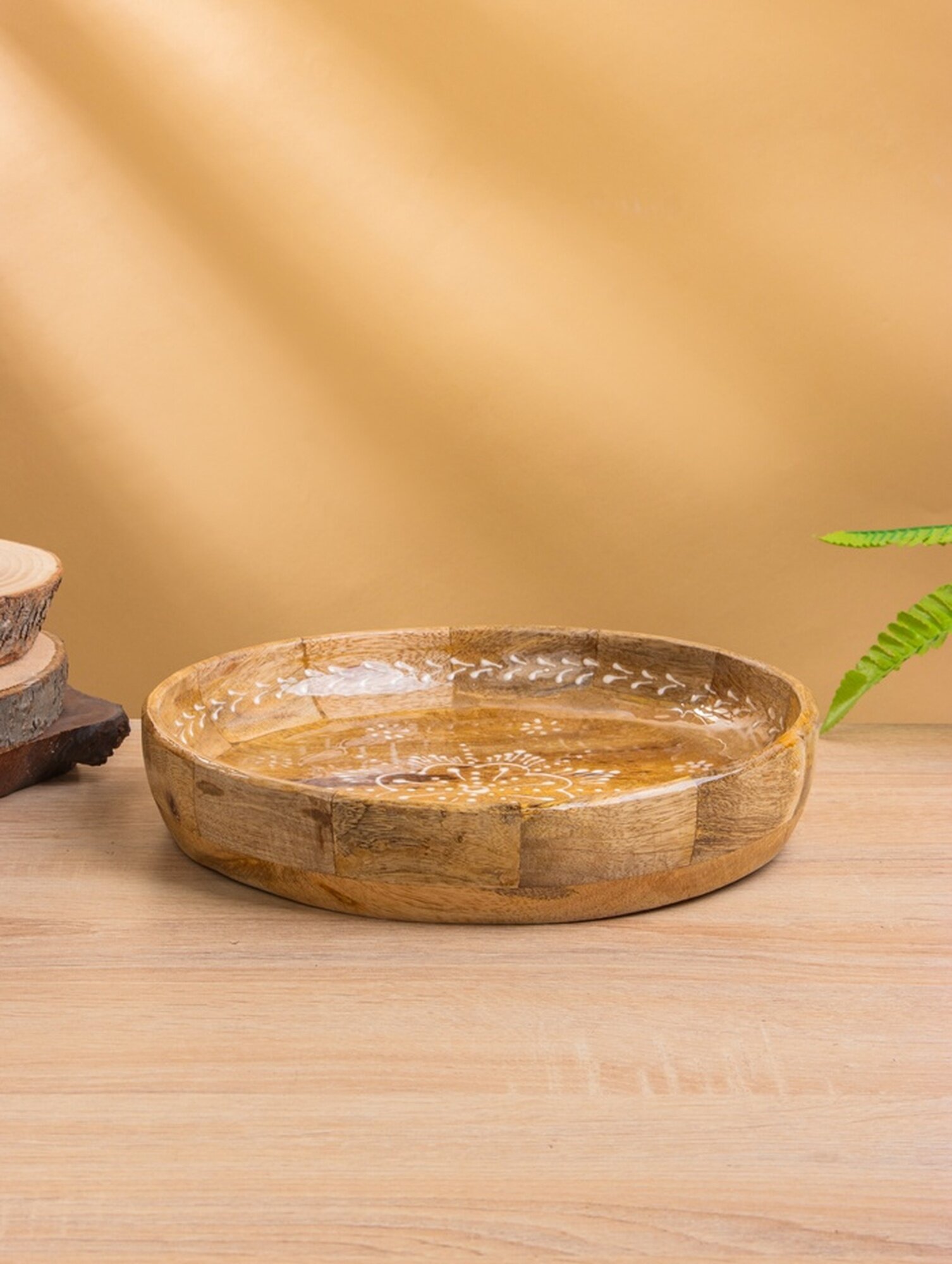 Блюдо Сима-ленд «Пряник», дерево манго, ручная работа, бежевое, 25 см