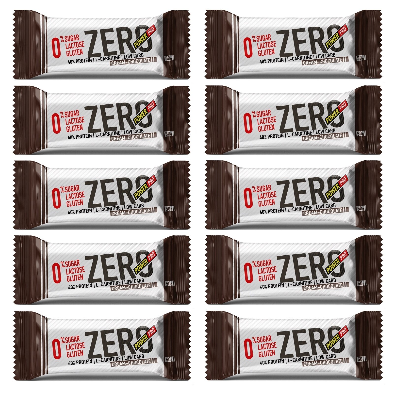 Протеиновый батончик 40% ZERO 10 шт 50 гр (Power Pro) Шоколадный крем