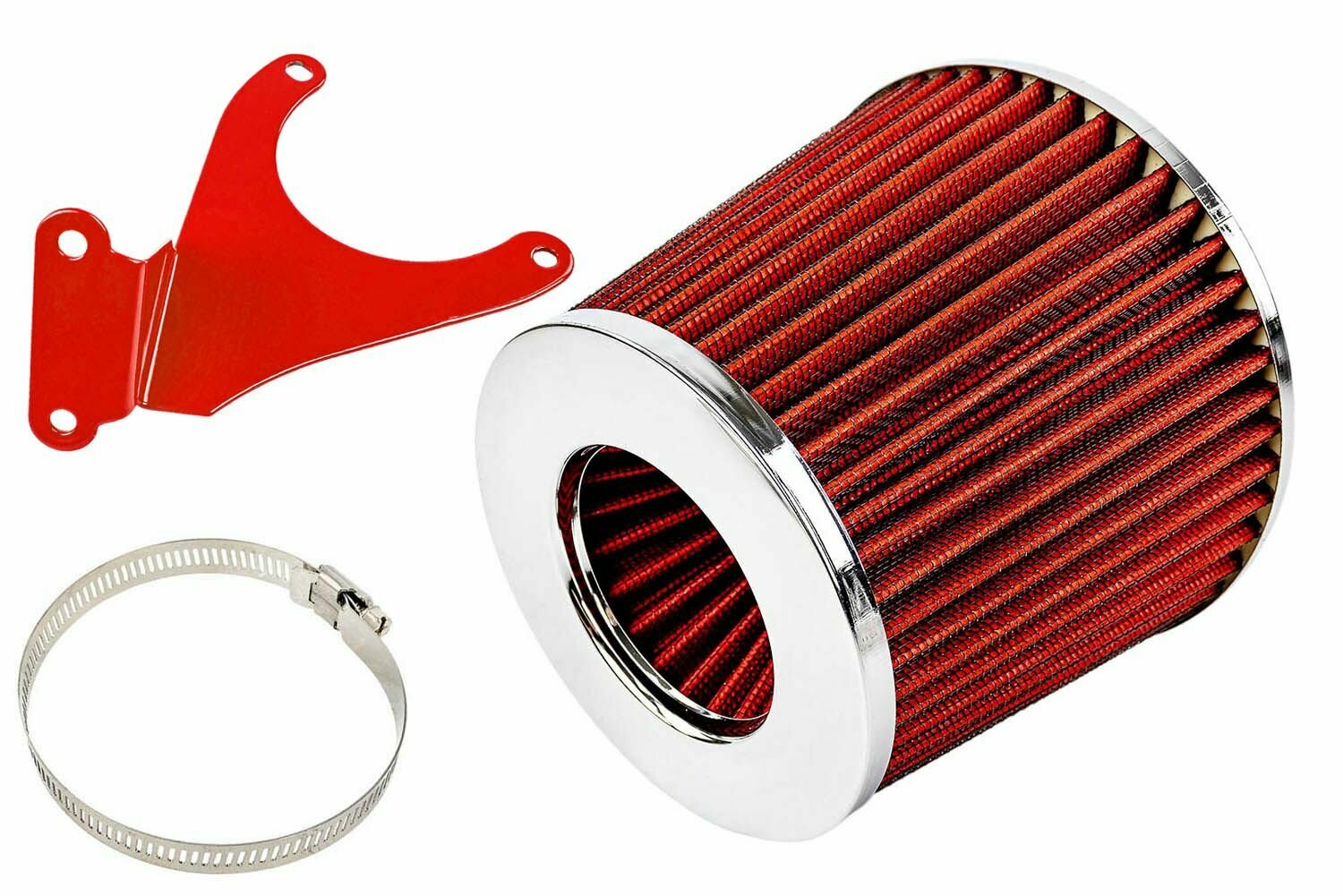 Красный воздушный фильтр нулевого сопротивления с кронштейном для 16-клапанных ВАЗ 2110-2112, 2114 Супер-Авто, Лада Гранта, Калина, Приора