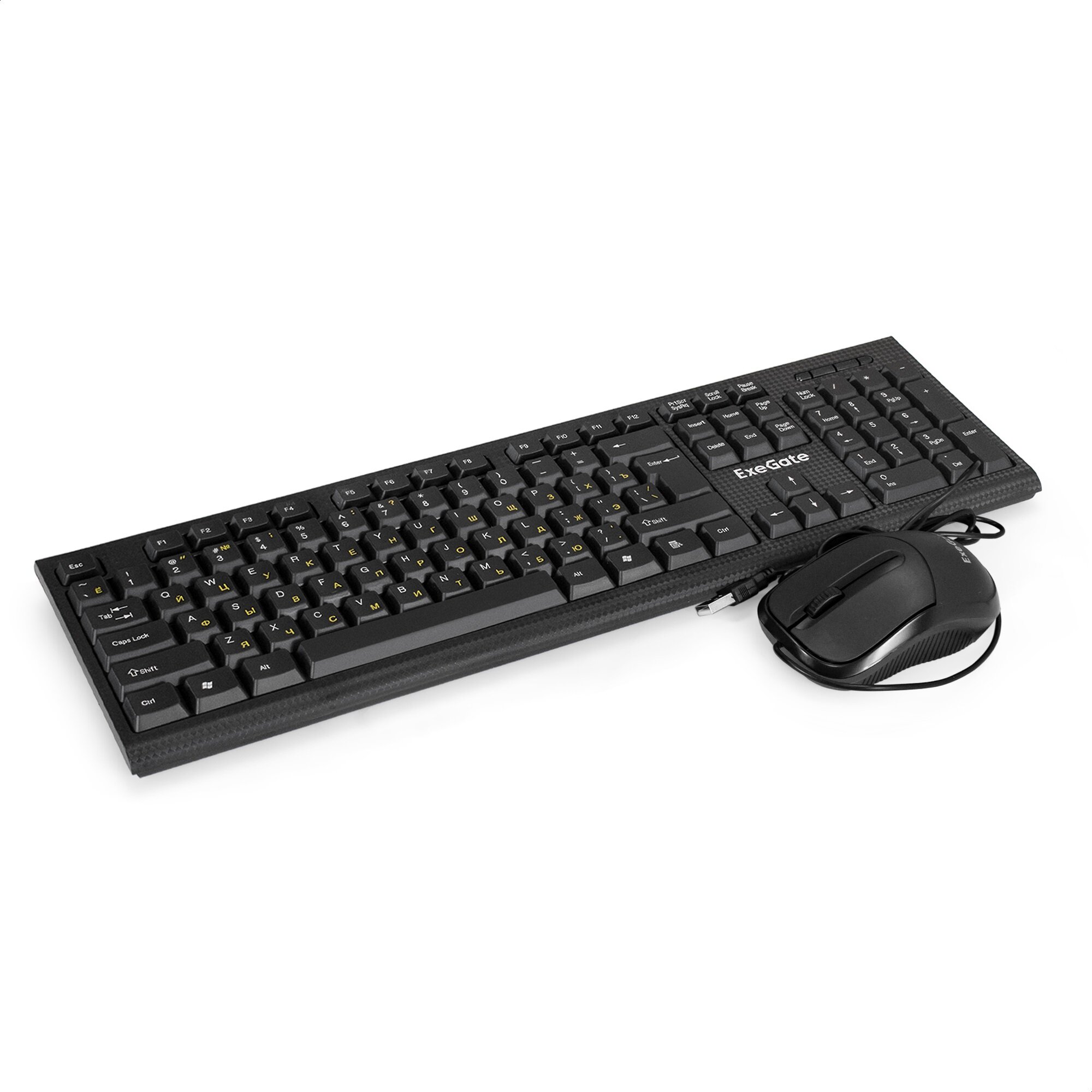 Комплект ExeGate Professional Standard Combo MK170 (клавиатура влагозащищенная 104кл, длина кабеля 1,5м + мышь оптическая 1200dpi, 3 кнопки и колесо прокрутки, длина кабеля 1,2м, USB, черный, RTL) EX298912RUS