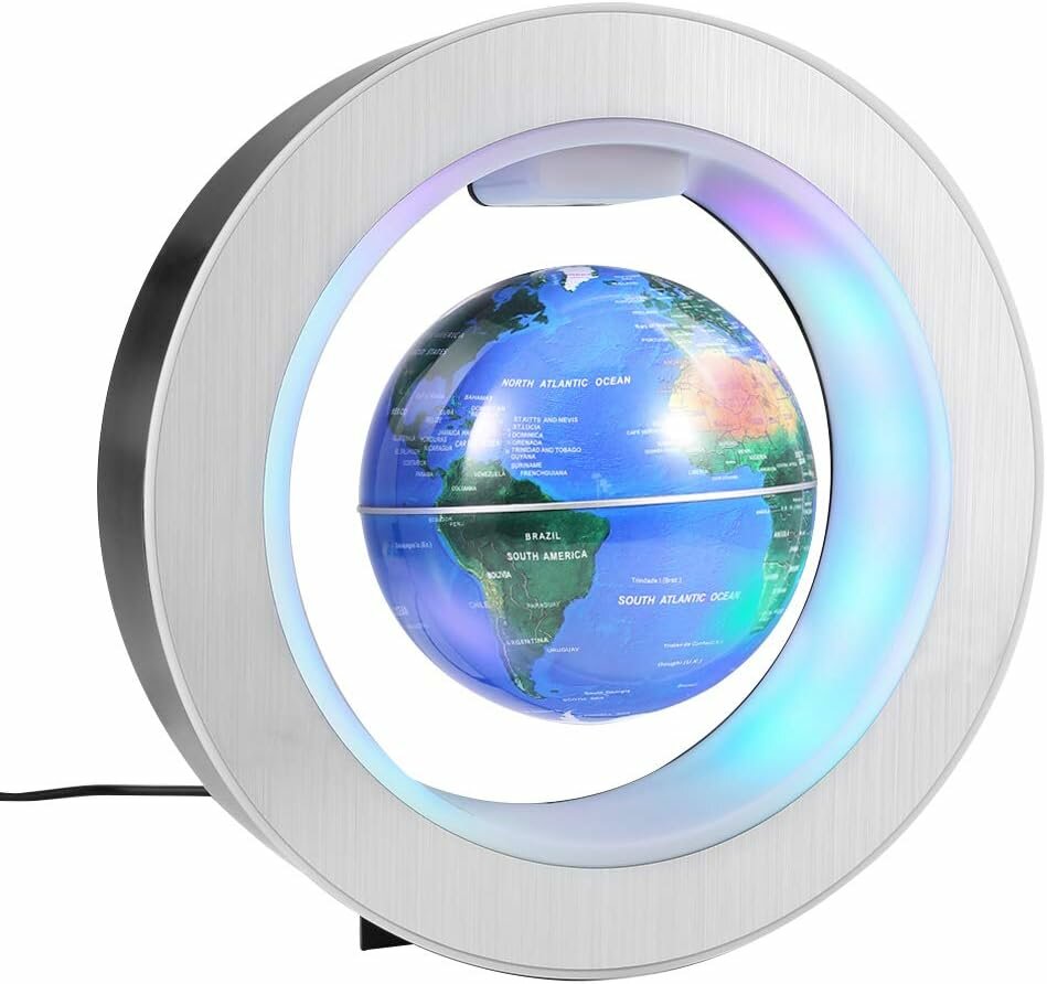 Магнитный левитирующий глобус, Geschenkdekoration Schwebender schwebender Globus, Magnetische Schweben Weltkarte Kugeln interaktiver globus die Kugel Weltkarte (4 Zoll + Blau)