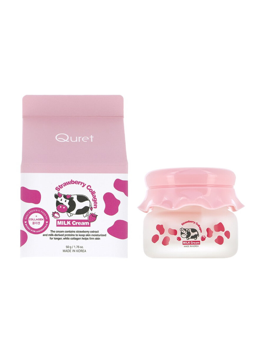 Крем для лица QURET с экстрактом клубники и коллагеном 50 гр